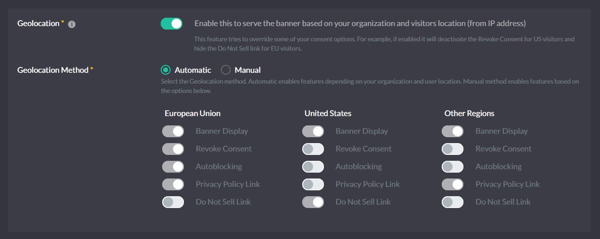 Geolocation - Cookie Compliance